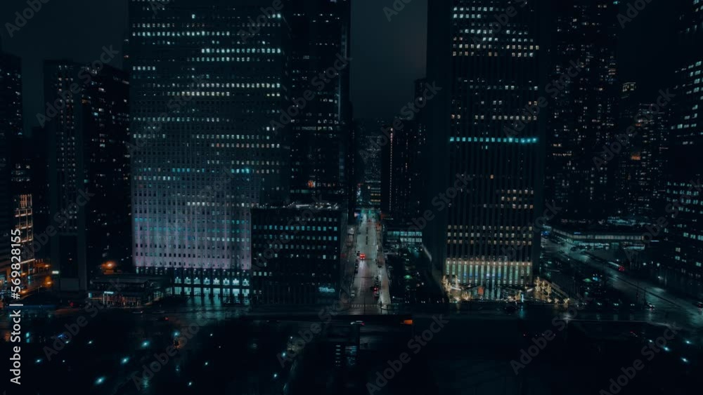 futuristic night chicago dressed in cyan and orange futuring iluminated ...