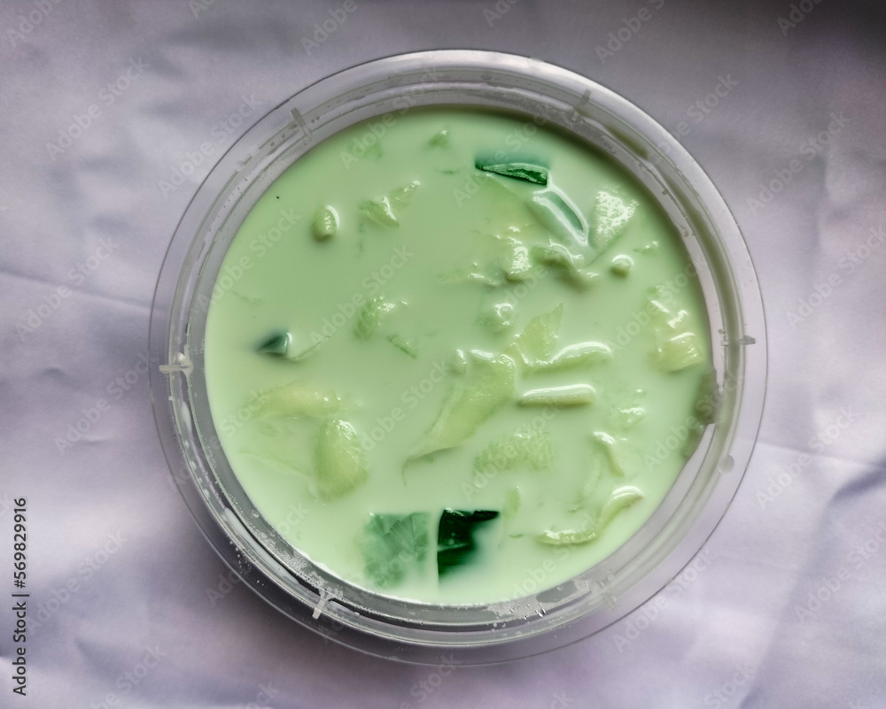 Selective focus. Buko Pandan is a dessert originated from the ...