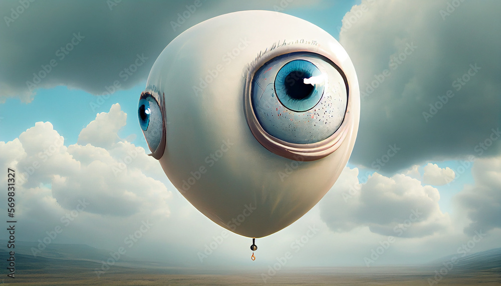 Mystical Alien balloon fantasy character in sky illustration. Stock ...