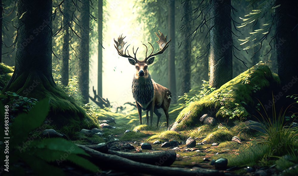 Discover the magic of the green forest, where diverse animals roam free ...