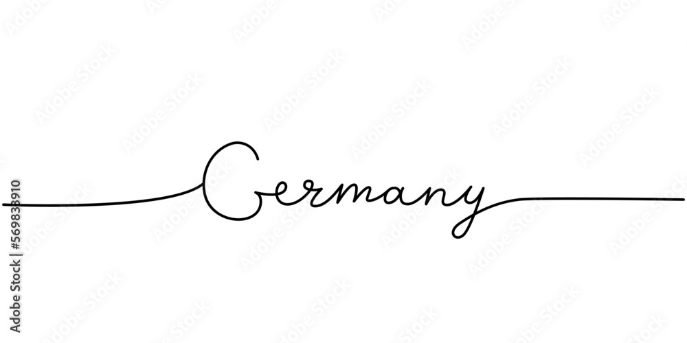 Germany - word with continuous one line. Minimalist drawing of phrase ...