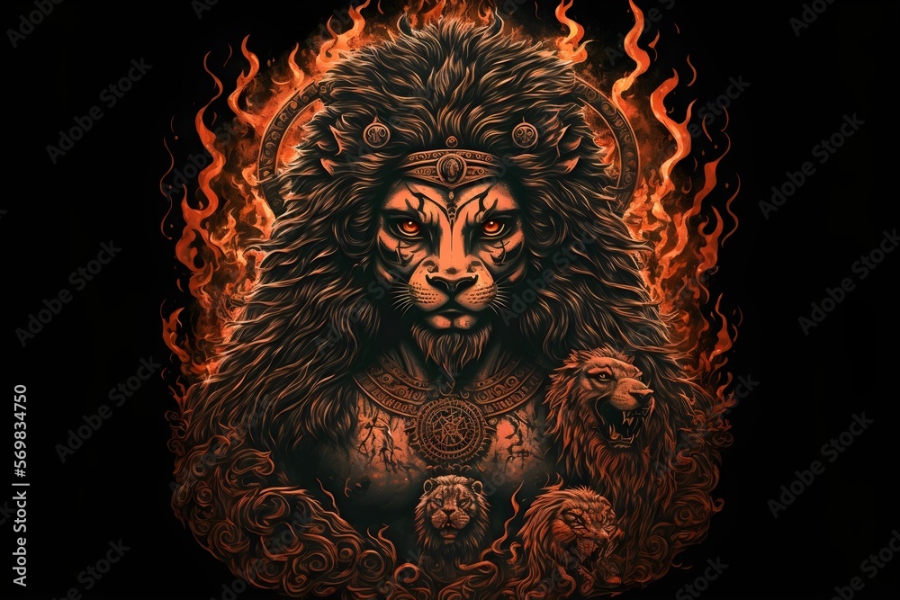 indian hindu lion god Stock Illustration | Adobe Stock
