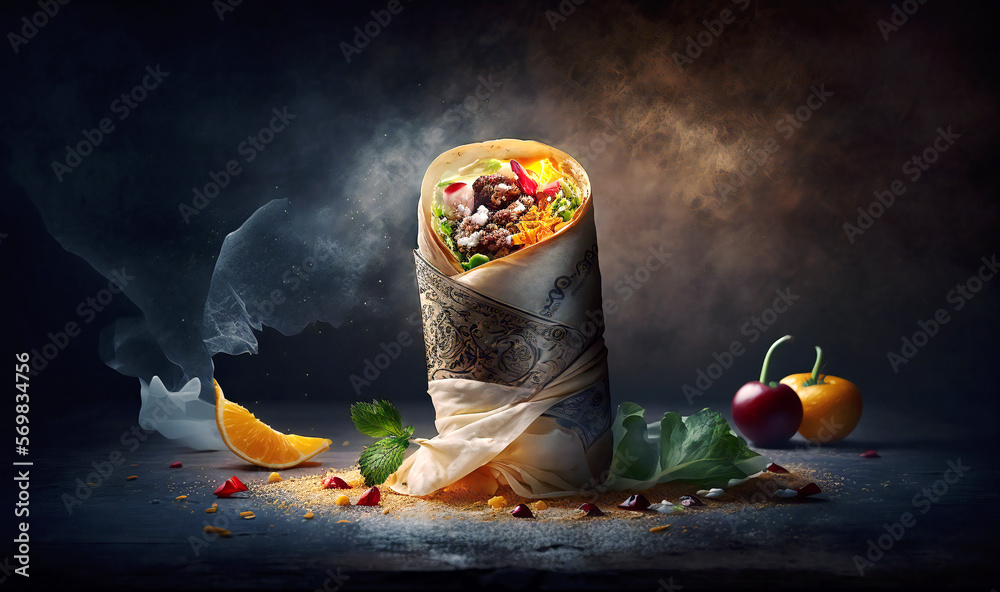 Shawarma on dark background Stock Illustration | Adobe Stock