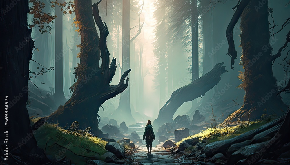 Elf ranger tracking a dangerous quarry through the wilderness. The ...