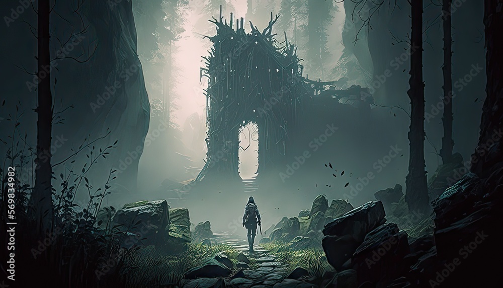 Elf ranger tracking a dangerous quarry through the wilderness. The ...