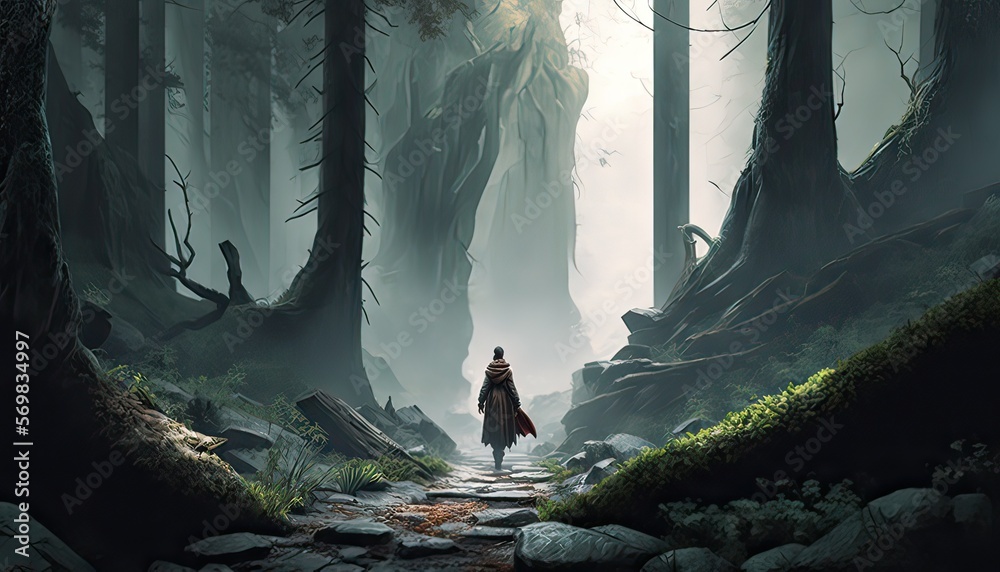 Elf ranger tracking a dangerous quarry through the wilderness. The ...