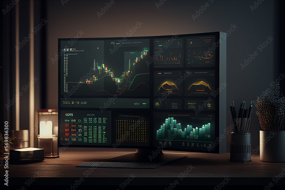 trading graph and candlestick chart for financial investment concept ...