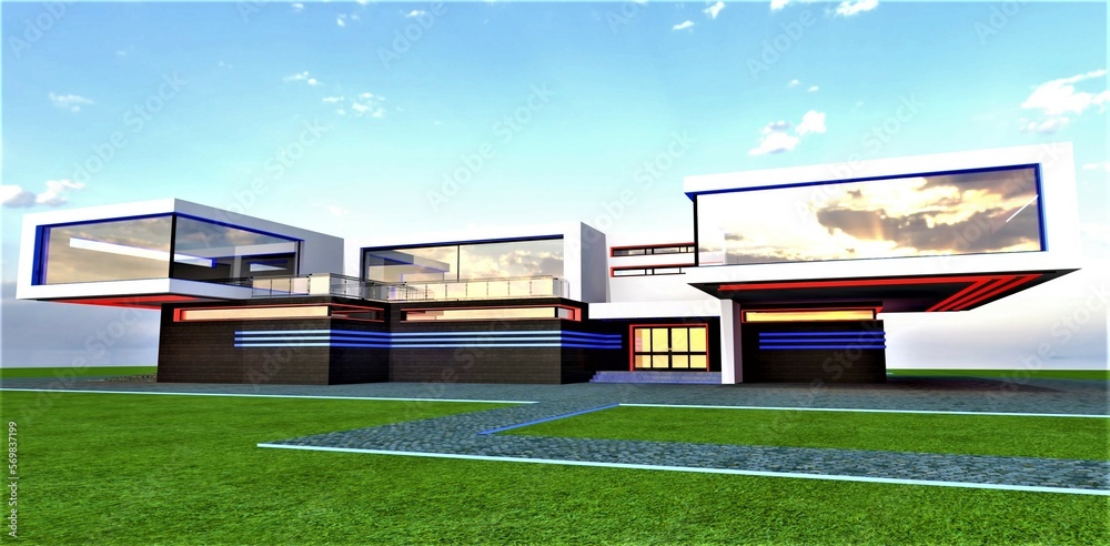 Design of the modern upscale estate managed by a young team of brave ...