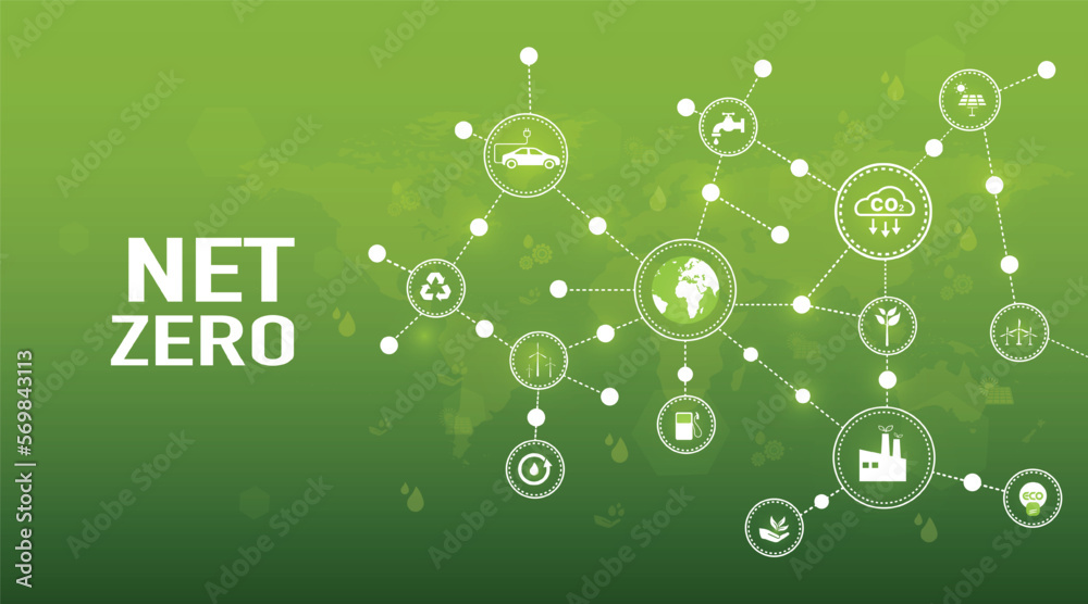 Net Zero and Carbon Neutral Concepts Net Zero Emissions Goals With a ...