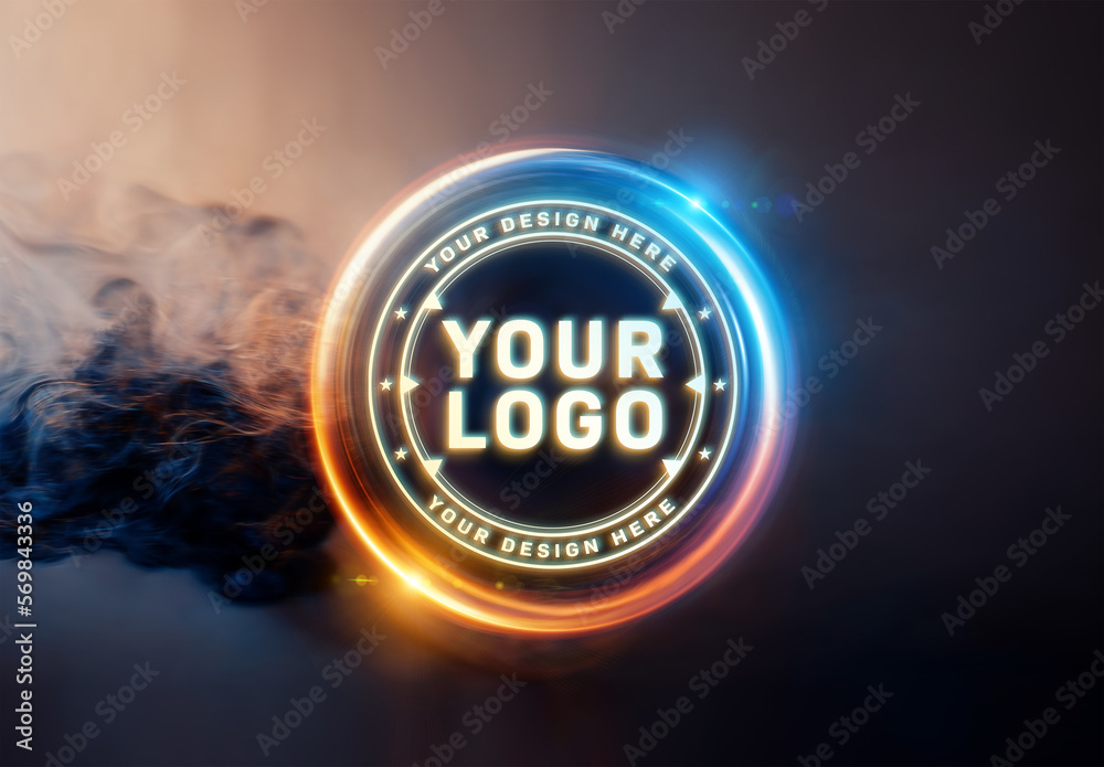 Glowing Logo Mockup with Smoke and Halos Stock Template | Adobe Stock