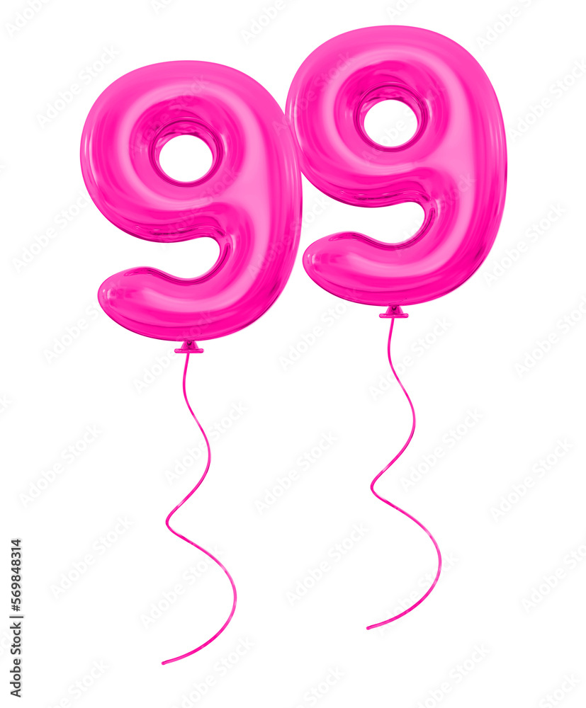 99 Pink Balloon Number Stock Illustration | Adobe Stock