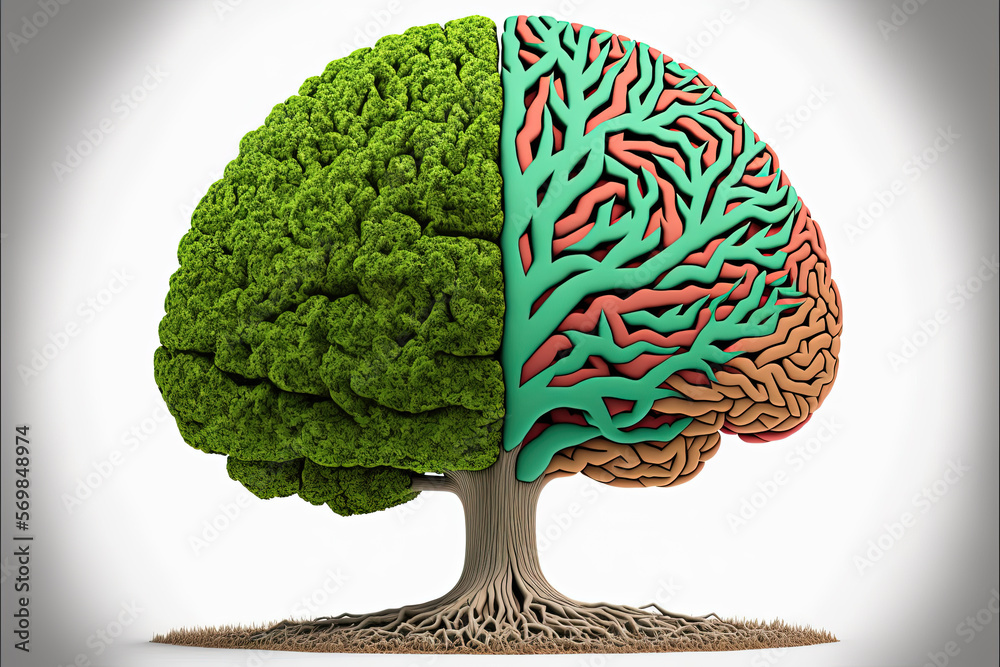 brain shaping tree, symbolizing emotional intelligence . Generative AI ...
