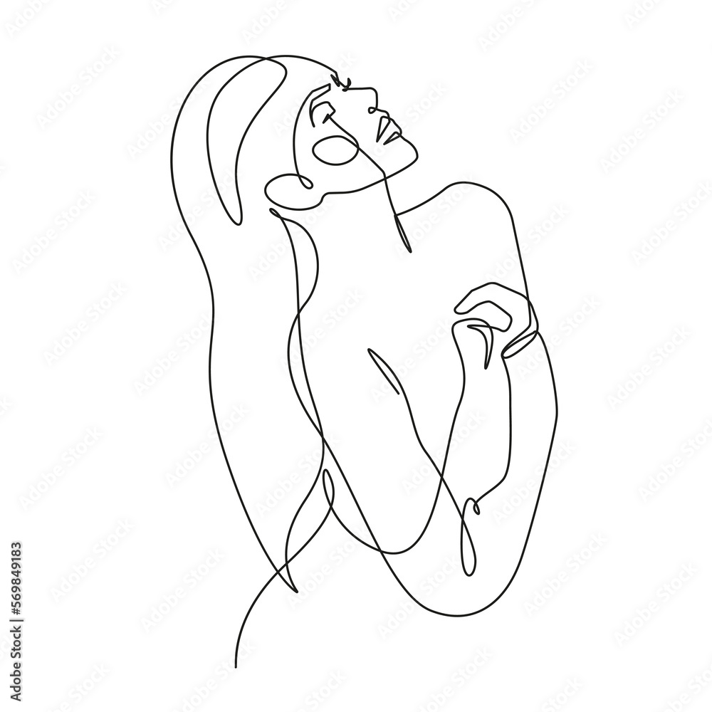 Trendy Line Art Woman Body. Minimalistic Black Lines Drawing. Female ...