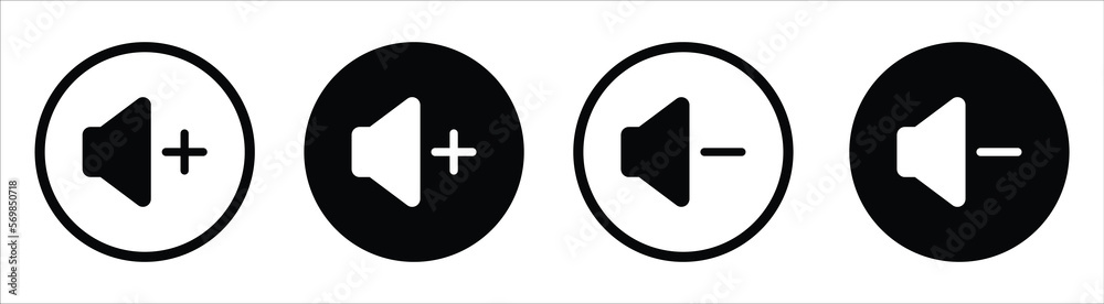 volume icon set. volume plus and minus icon collections symbol sign ...