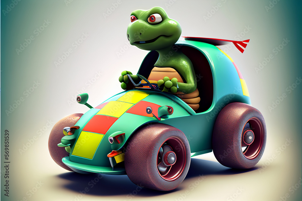 Turtle driving a racing car. AI generated Stock Illustration | Adobe Stock
