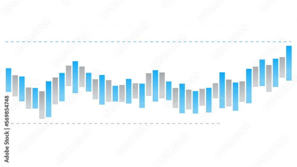 Stock market index bar graph floating on white background. 4K ...