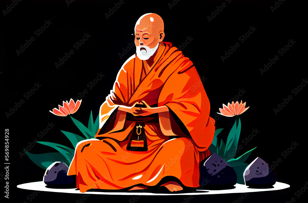 Buddhist monk meditating in lotus pose. Meditation and zen in buddhism ...