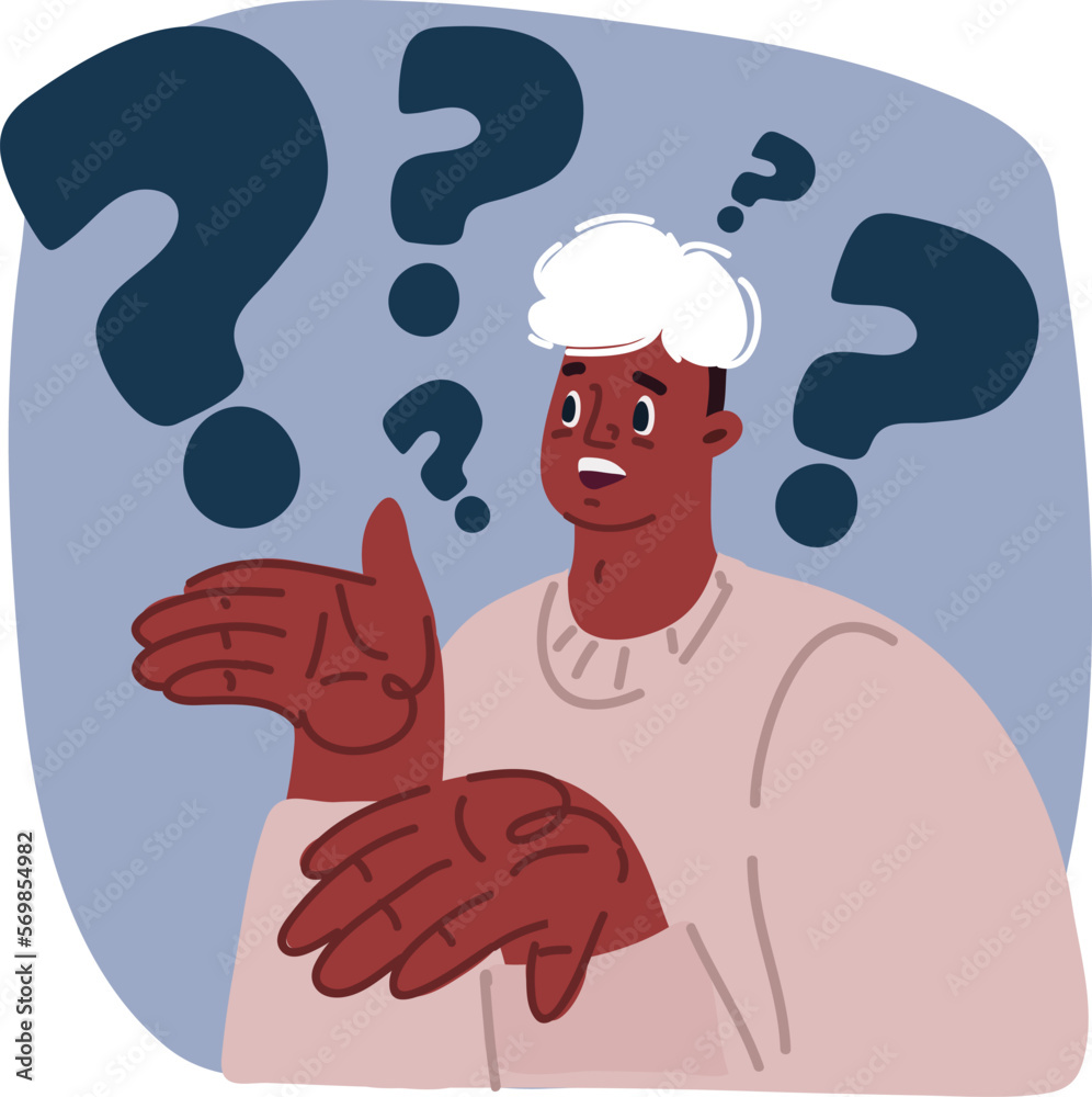 Vector illustration of african american man confused with open arms ...