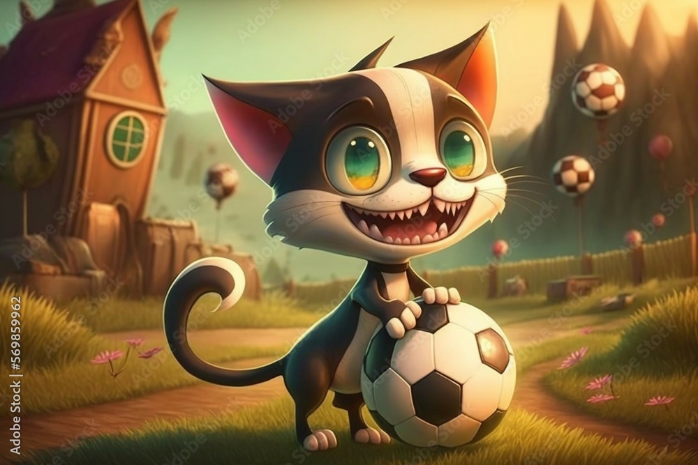 Football player. Cartoon character with soccer ball. Illustration for a ...