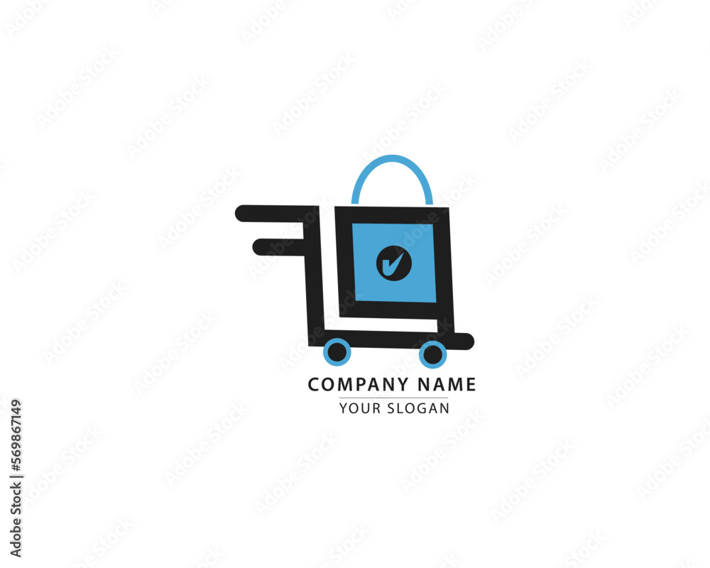 Simple online shopping cart logo,Online store logo design idea template ...