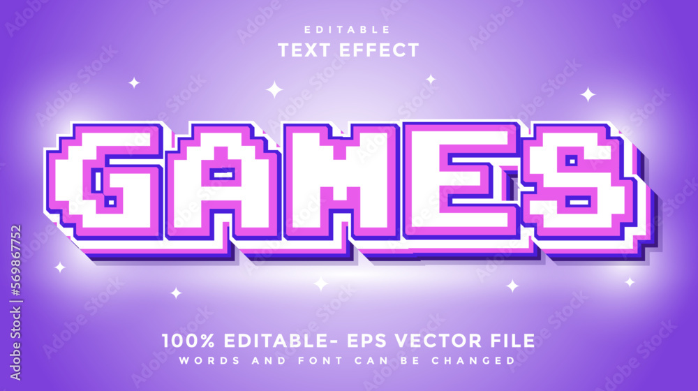 Modern 3d Word Games Editable Text Effect Design Template, Effect Saved ...