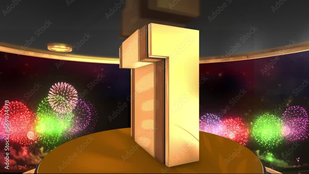 1st anniversary animation in gold with fireworks background, Animated 1 ...