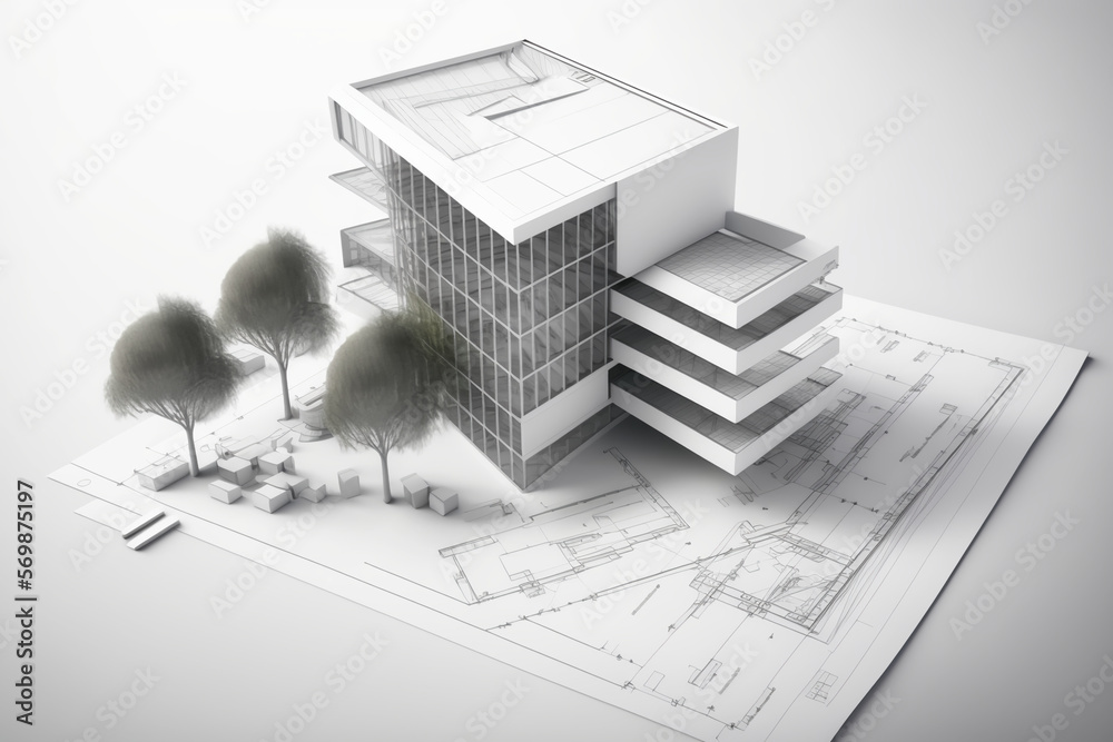 half sketch, half 3d, miniworld, building plan, project, document ...