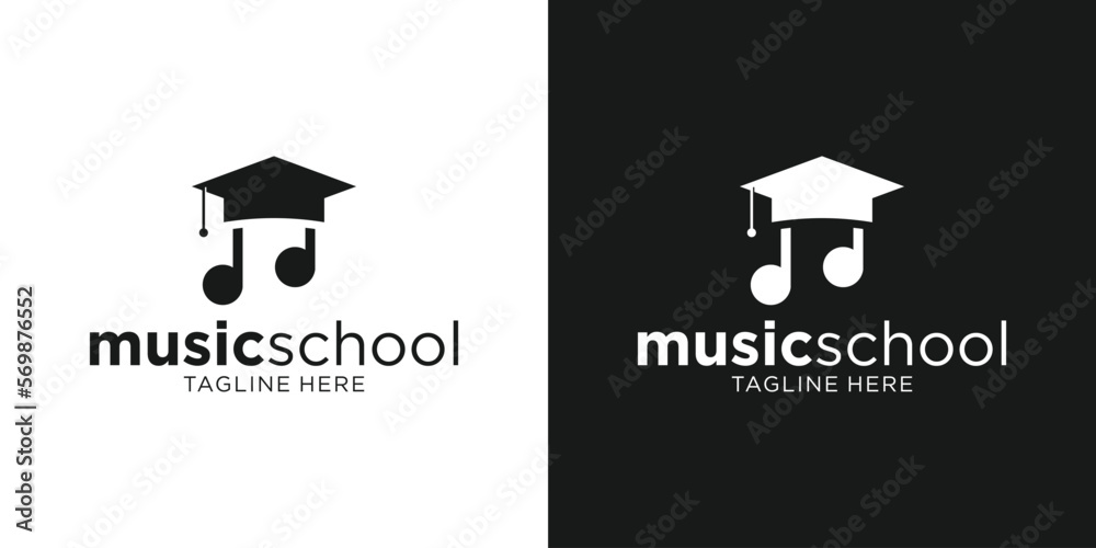 logo design note music and student graduation icon vector illustration ...