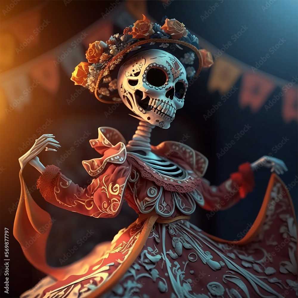 3D skull Catrina character of the Mexican festival known Day of the ...