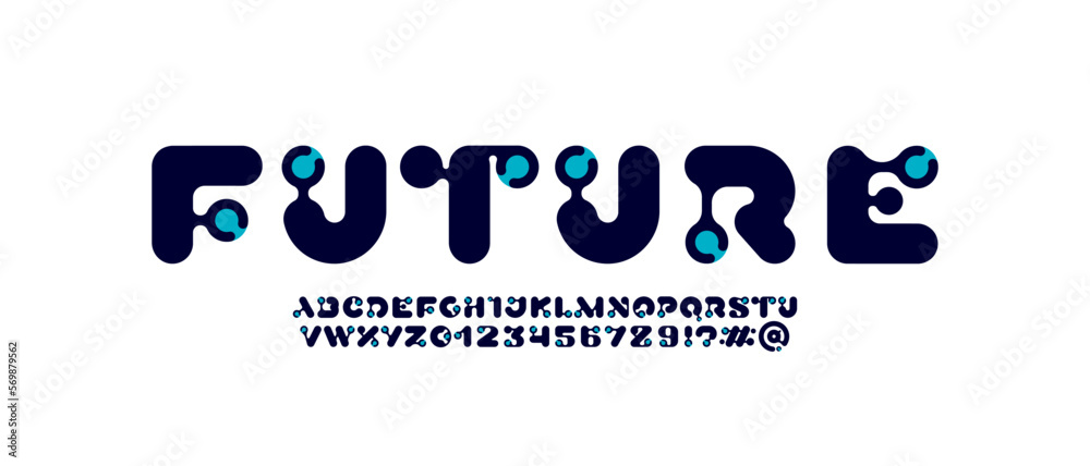 Art font alphabet, abstract letters and numbers with dots, vector ...