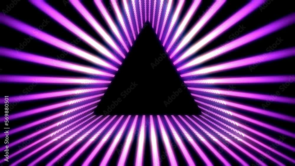 triangle neon light glowing blue zooming background abstract glow ...