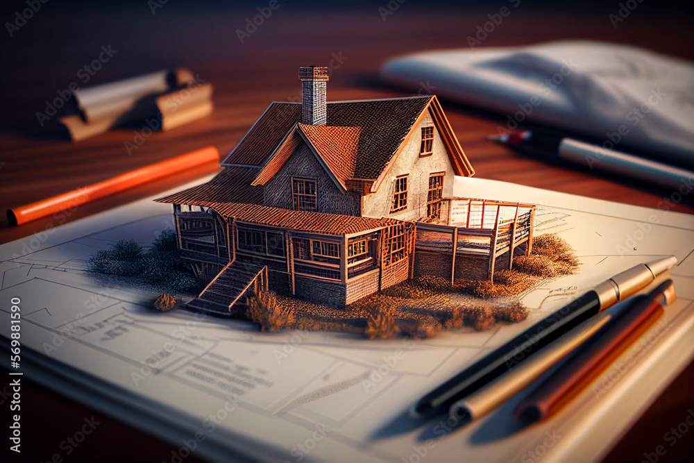 House project Construction. Family house design project. Luxury villa ...