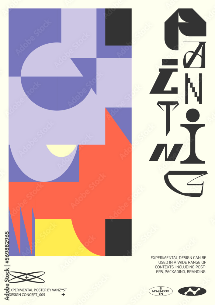 Poster template graphic design in Brutalism style. Vector cover Stock ...