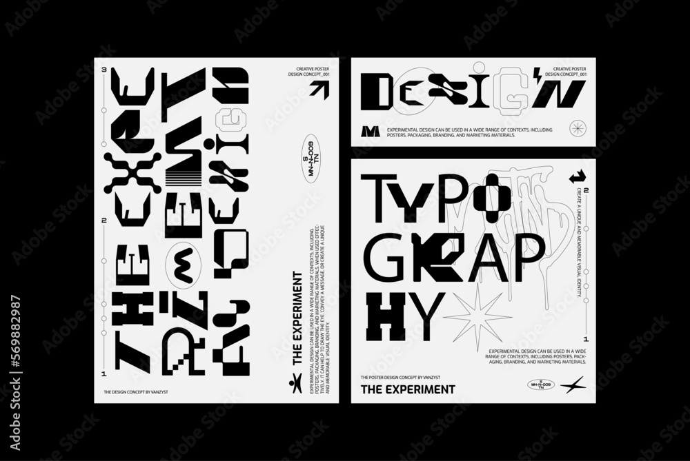 Poster template graphic design in Brutalism style. Vector cover Stock ...