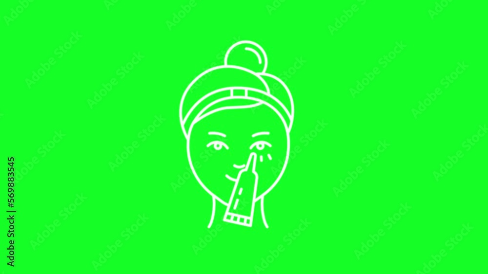 Animated eye cream white line icon. Under-eye repair product. Loop HD ...