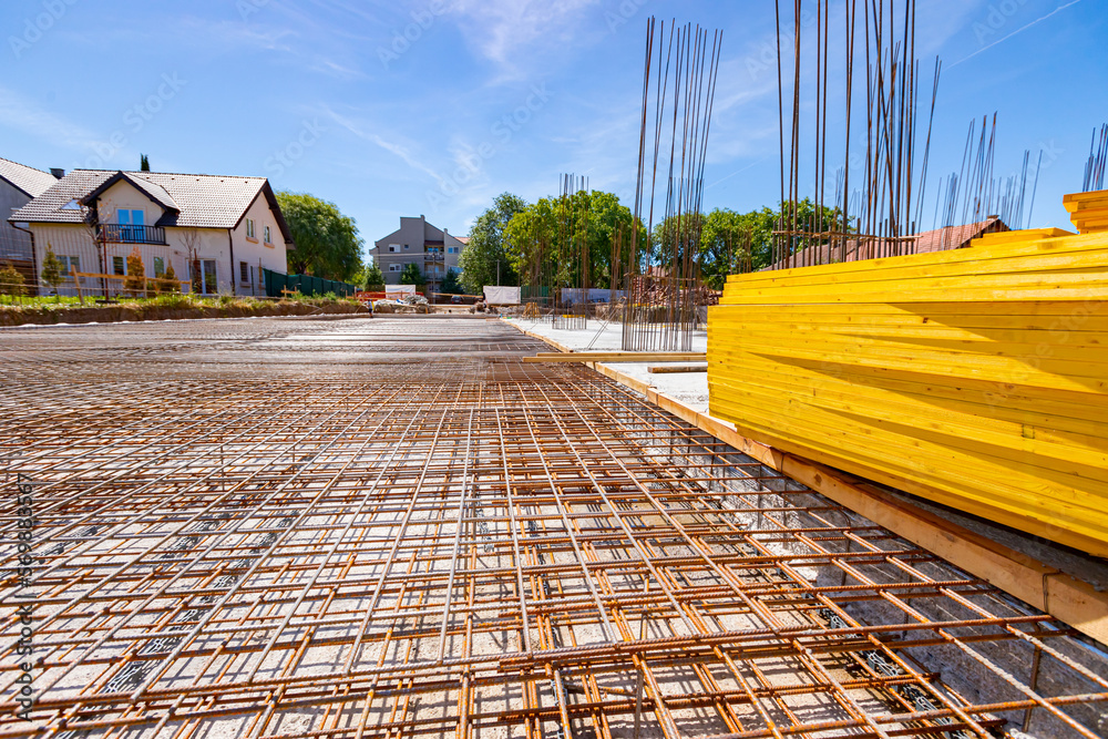 Reinforcing bars, square reinforcement in base, foundation of new ...