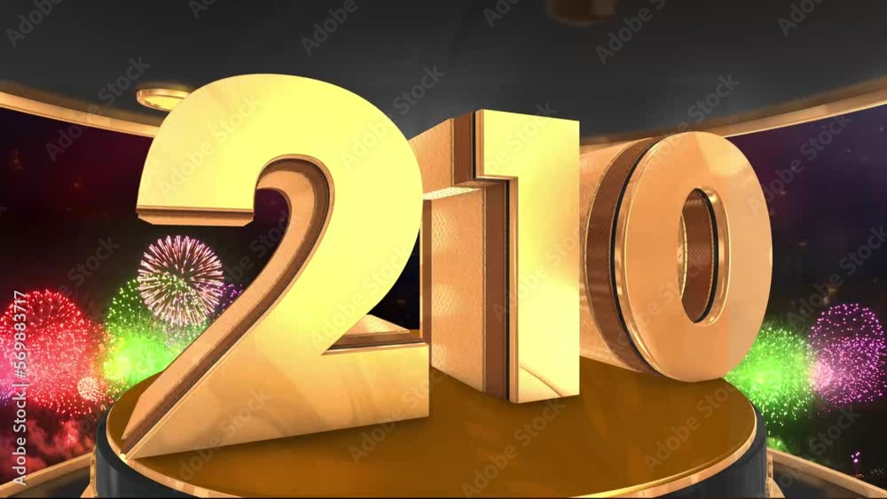 210th anniversary animation in gold with fireworks background, Animated ...