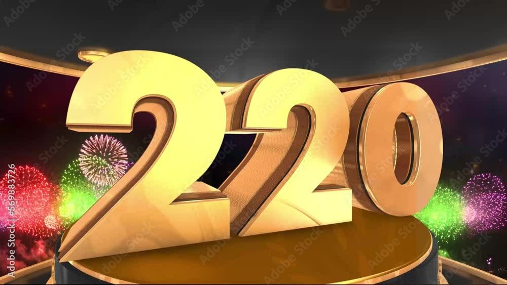 Vidéo Stock 220th anniversary animation in gold with fireworks ...