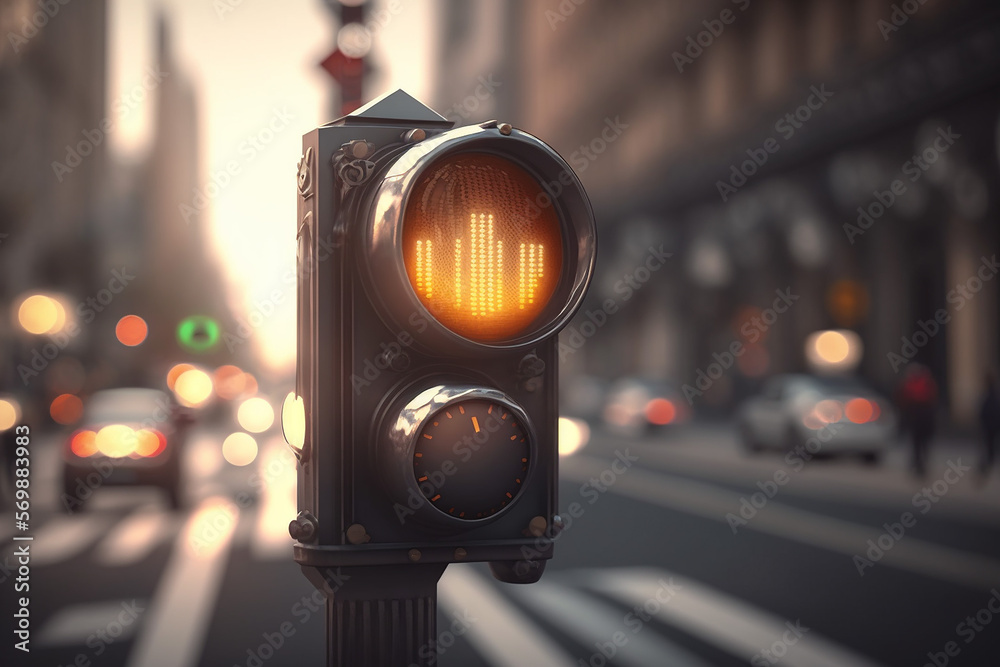 Traffic lights on fantasy city street background. AI generated image ...