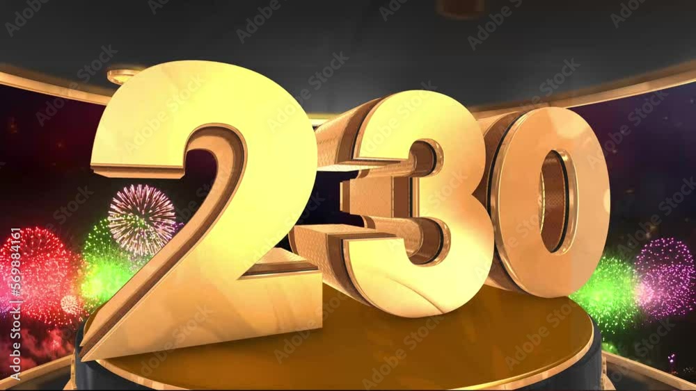 230th anniversary animation in gold with fireworks background, Animated 230 years anniversary ...