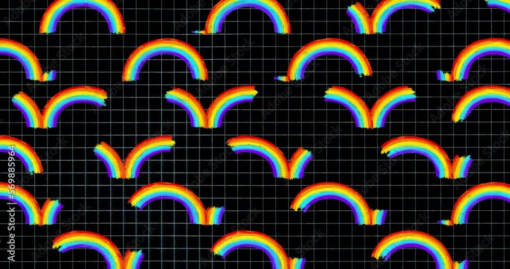 Many rainbows drawing moving from left to right wallpaper. Hand drawn ...