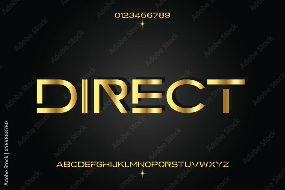 Direct elegant golden alphabet letters font set. Classic Custom gold ...