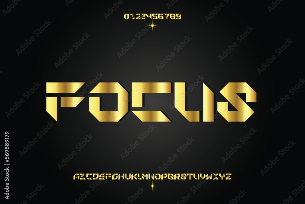 Vetor de Focus elegant golden alphabet letters font set. Classic Custom ...