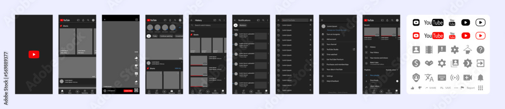 YouTube interface. You Tube screen social media, social network interface template. Homepage ...