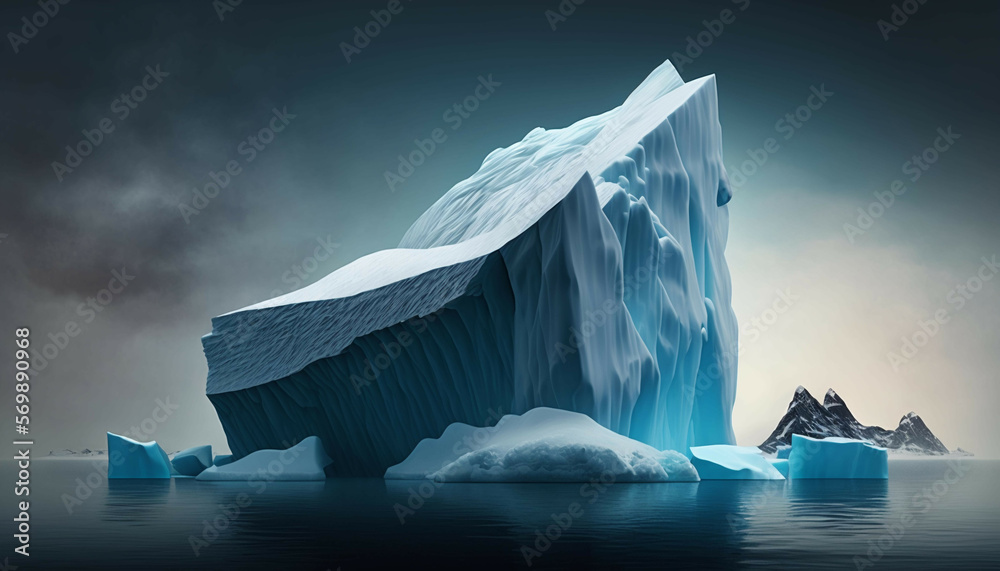 Concept of an iceberg with only the tip visible above the water ...
