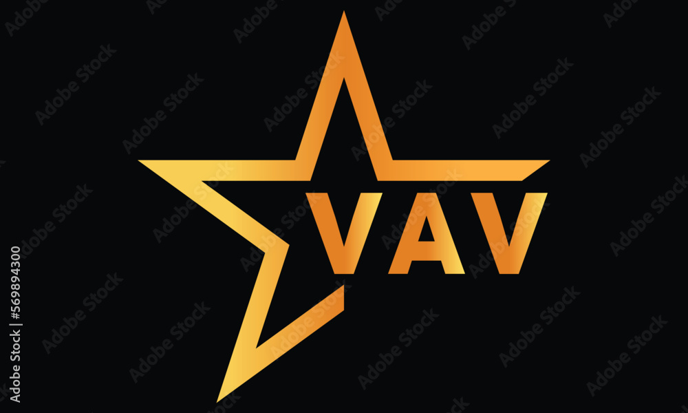 VAV golden luxury star icon three letter logo design vector template ...