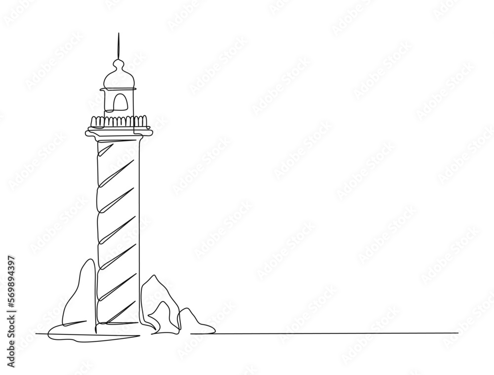 Continuous one line drawing of lighthouse tower. Simple illustration of ...
