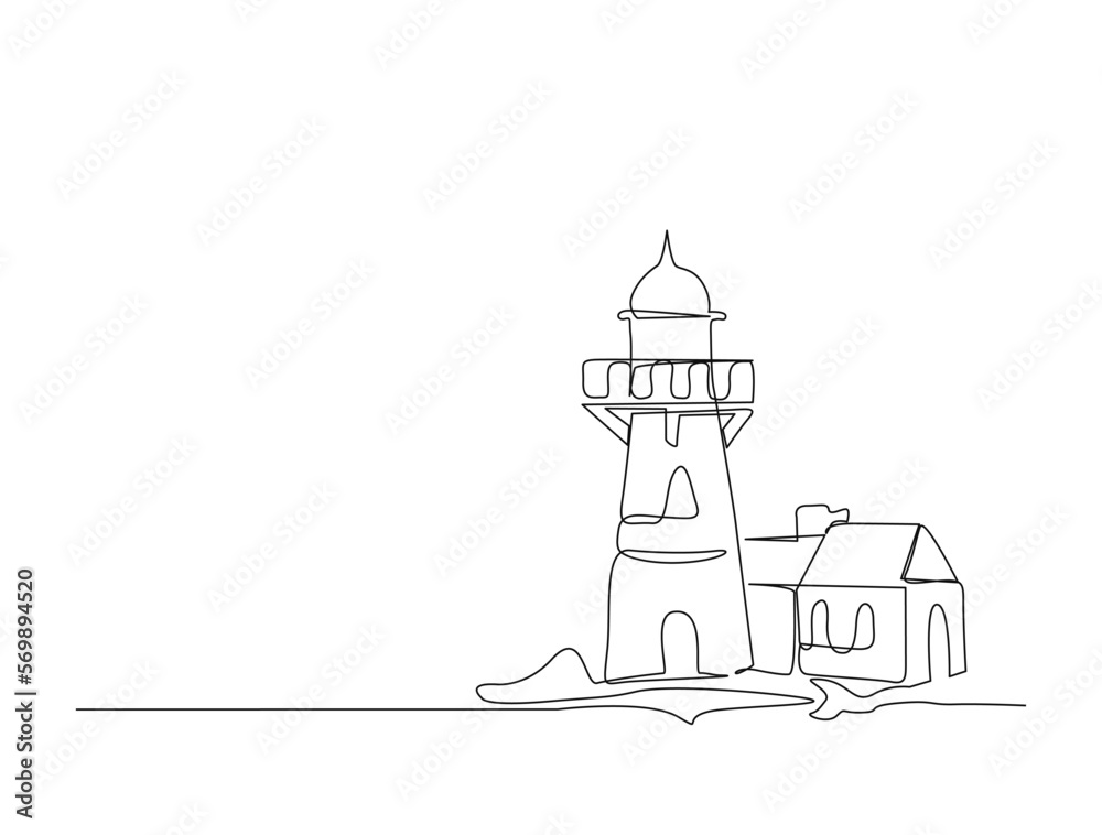 Continuous one line drawing of lighthouse tower. Simple illustration of ...