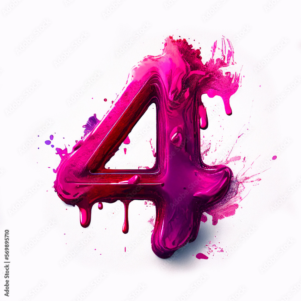 Number concept of creative number 4, four, flat lay. The date for the ...