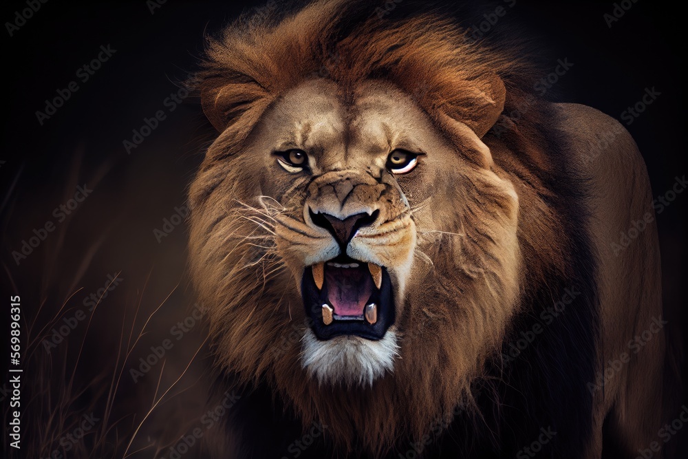 Angry lion front profile Stock Illustration | Adobe Stock
